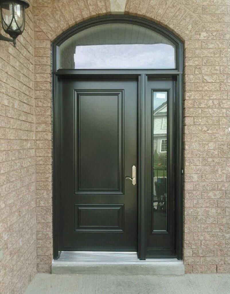 steel 1 panel 3QTR lite solid black full sidelite frosted glass segment ...